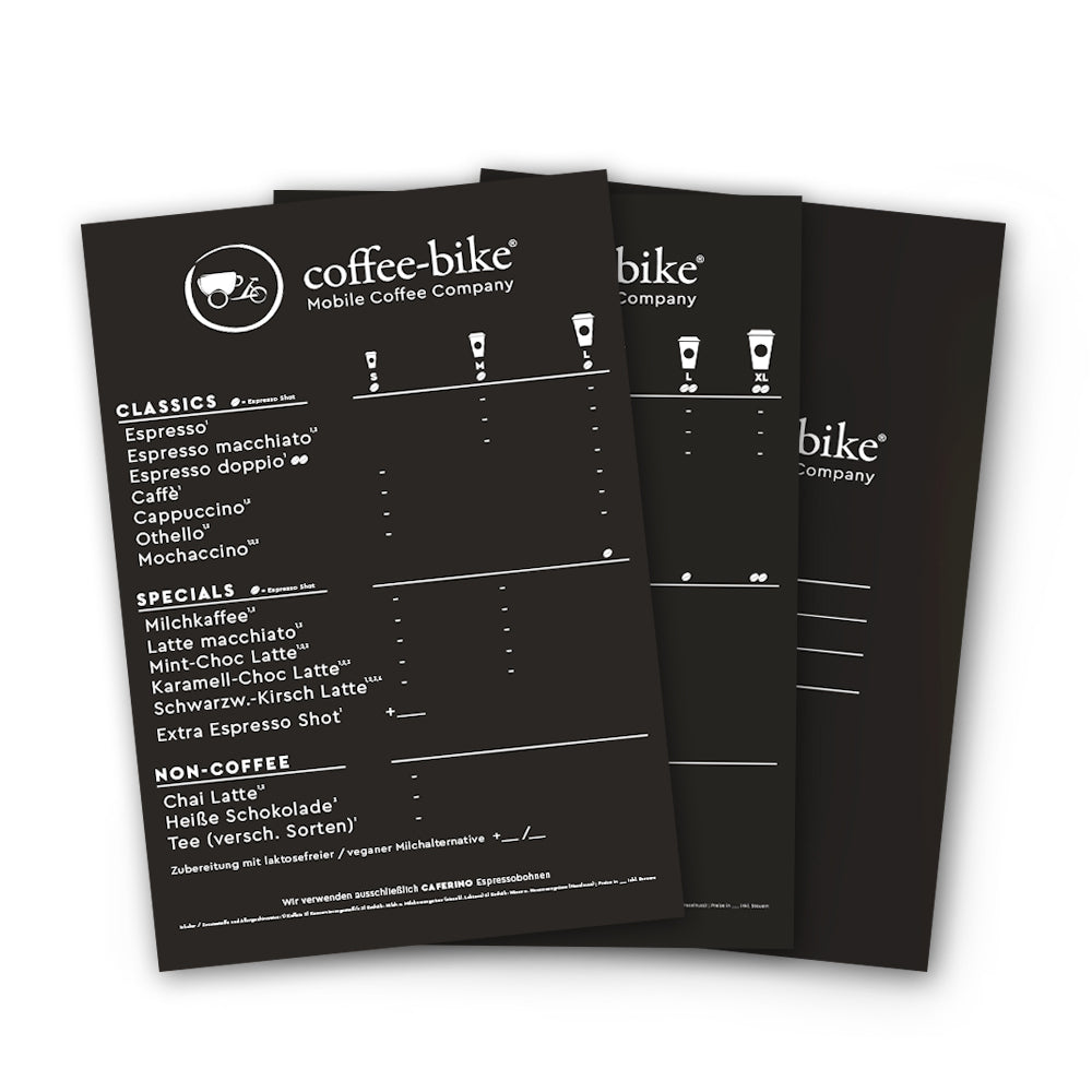 Drinks menu – Coffee-Bike GmbH UK